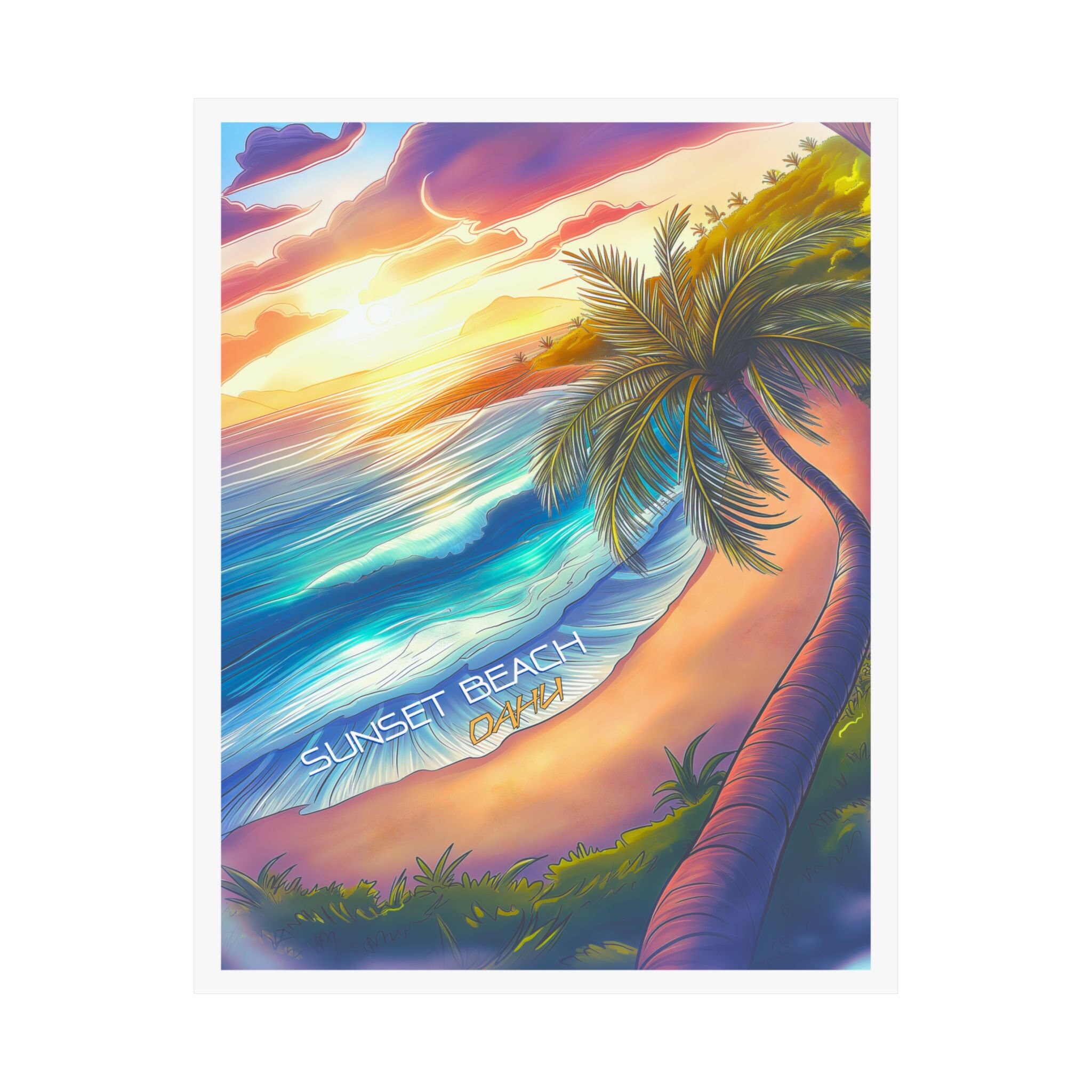 Sunset Beach Surf Poster, North Shore, Oahu, - Etsy