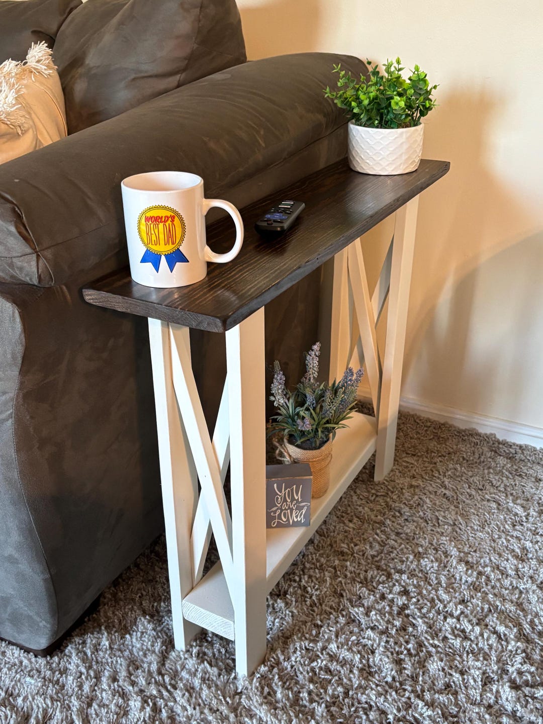 Slim Rustic Decorative Side Table With Farm X Style - Etsy