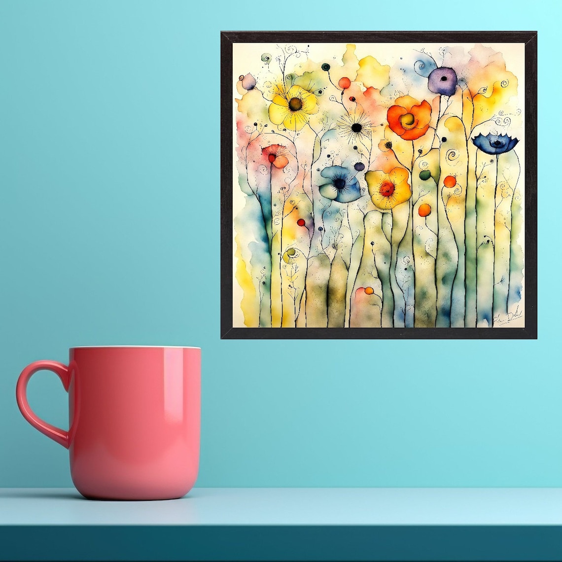 Vibrant Whimsical Watercolor Wildflowers Flowers Blossoms Fantasy Flora ...