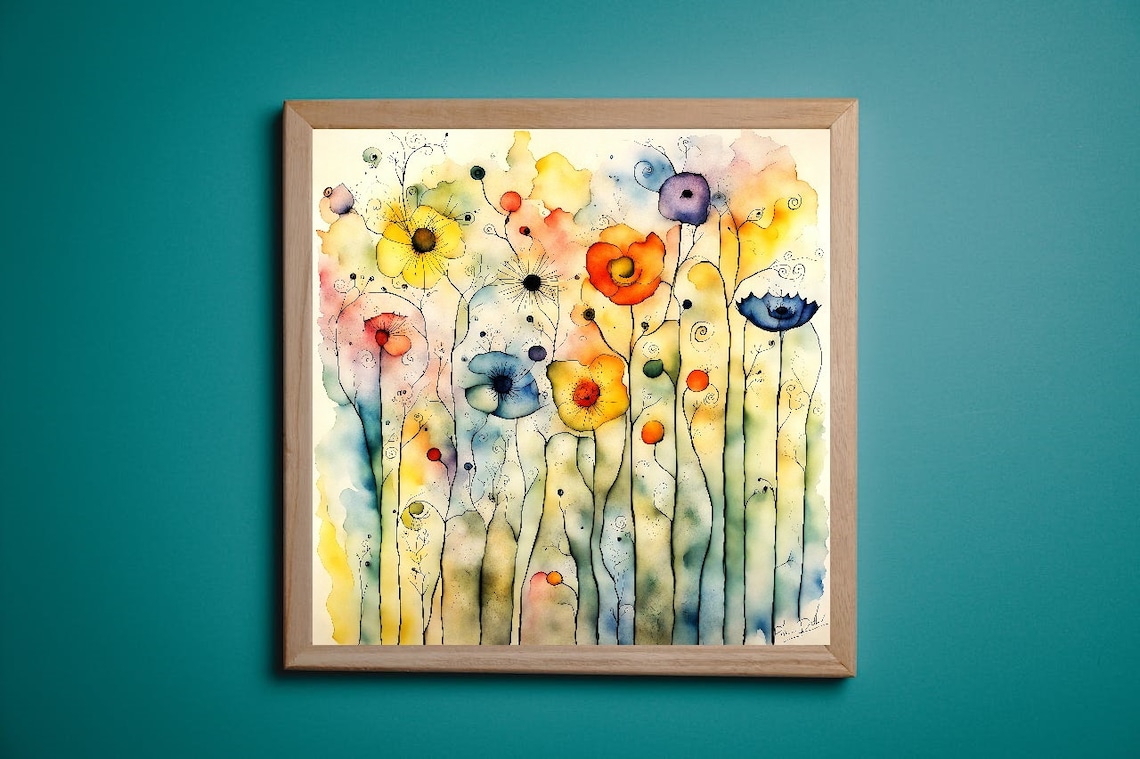 Vibrant Whimsical Watercolor Wildflowers Flowers Blossoms Fantasy Flora ...