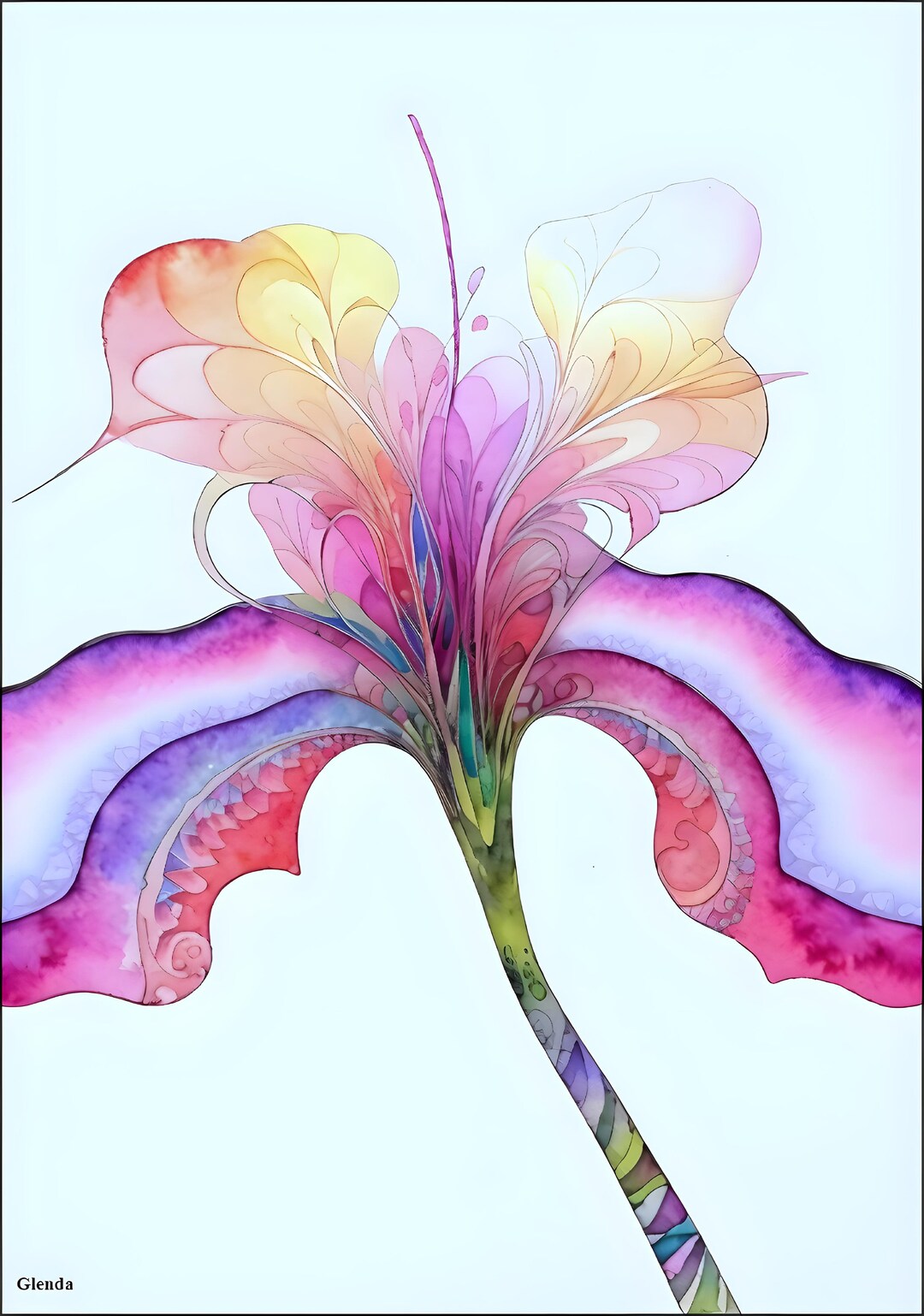 Vibrant Abstract Iris Flower Blossom Fantasy Flora Printable Digital ...