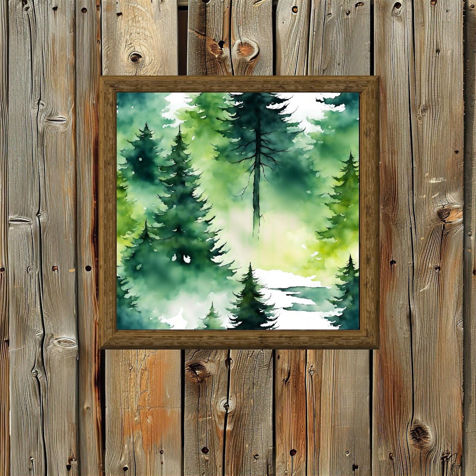 Evergreen Trees Forest Watercolor Landscape Digital Download - Etsy