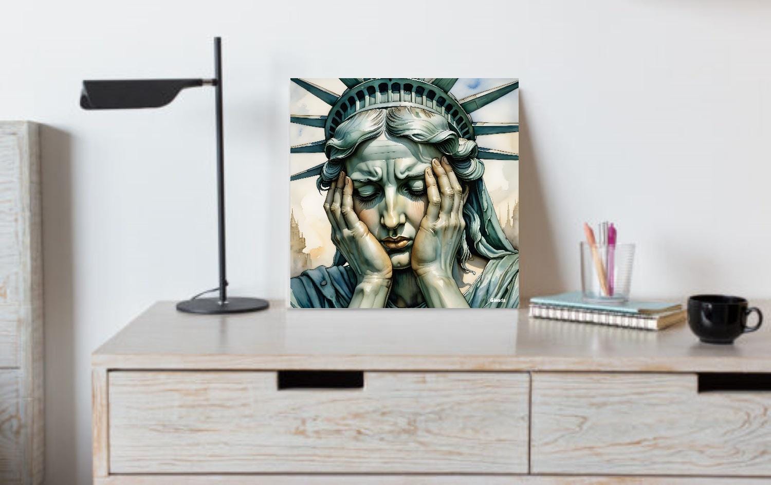 Mourning Statue of Liberty With Hands on Her Face Digital Download - Etsy