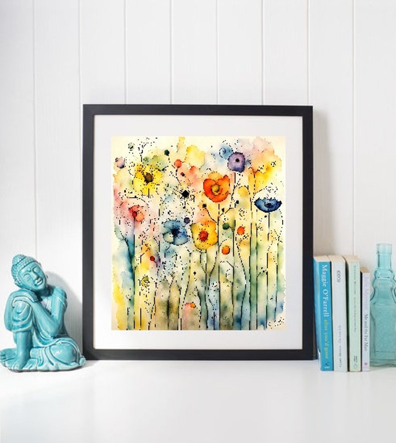 Vibrant Whimsical Watercolor Wildflowers Flowers Blossoms Fantasy Flora ...