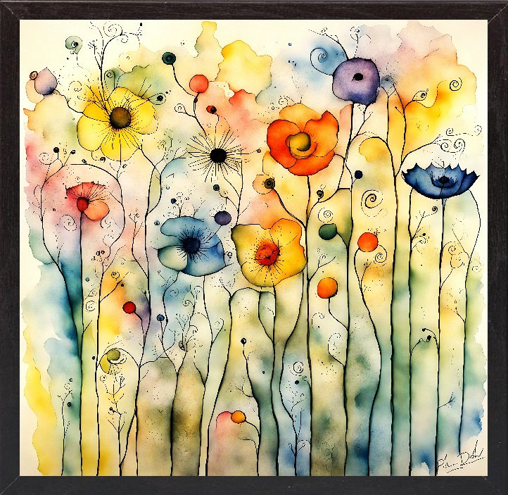 Vibrant Whimsical Watercolor Wildflowers Flowers Blossoms Fantasy Flora ...