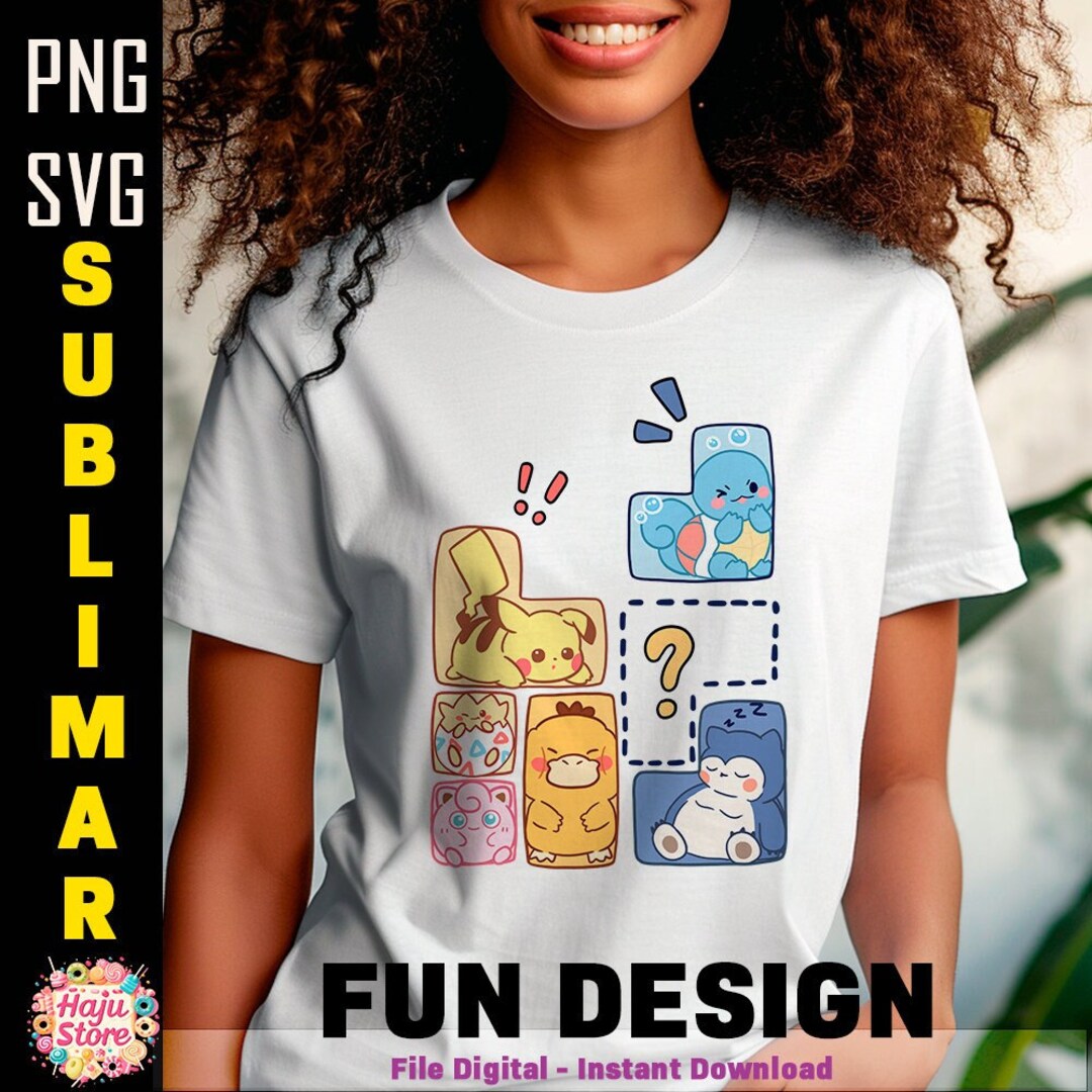 Pokémon Digital Design SVG/PNG Poketetris Pikachu, Squirtle, Psyduck ...
