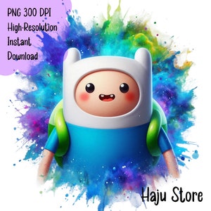 Finn Splash Art PNG Sublimation Clipart Projects Digital Gift Instant ...