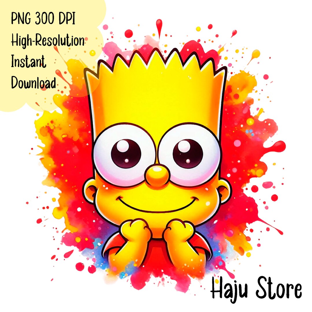 Bart Cute Splash Art PNG Sublimation Clipart Projects Digital Gift ...