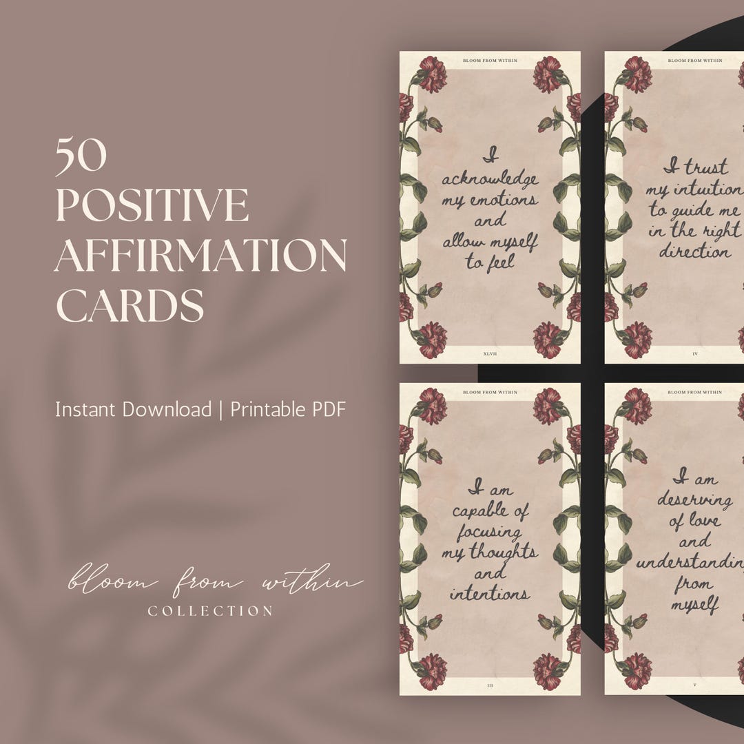 50 Positive Affirmation Cards | Daily Motivation Cards | Wellness Tools ...