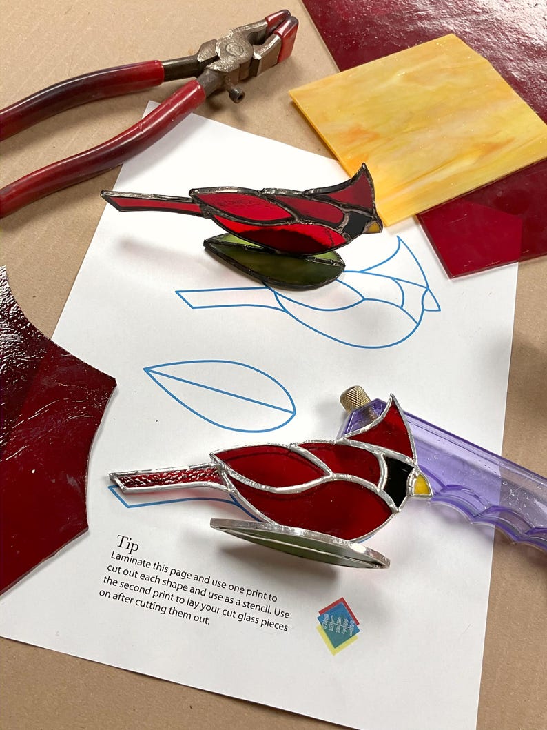 Stained Glass Cardinal Pattern: Beginner Bird Design (digital Download ...