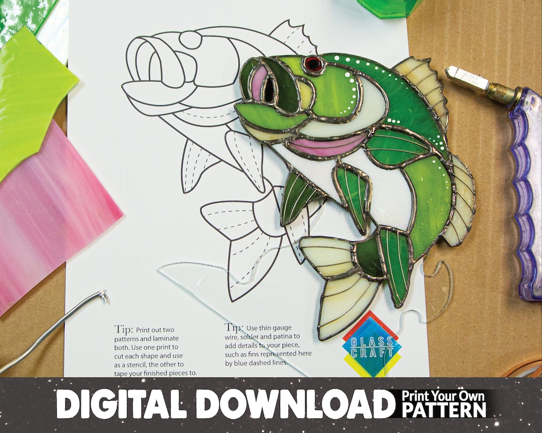 DIGITAL DOWNLOAD PATTERN: Stained Glass Fish, Tiffany Style ...