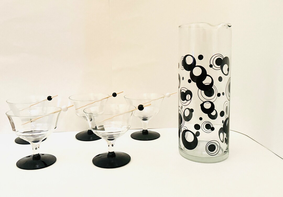 Vintage Martini Set With Pitcher and Glasses - Etsy