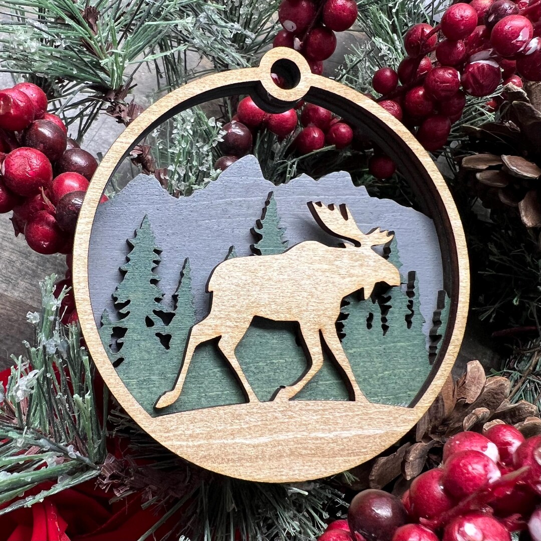 DIY Laser Files: Grand Tetons Moose Christmas Ornament for Wyoming ...
