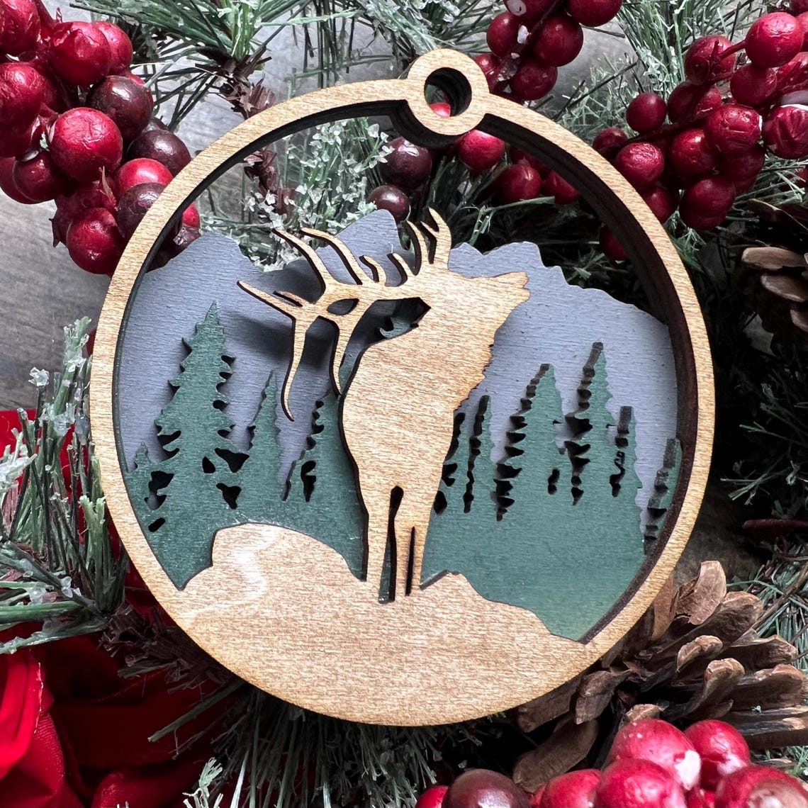 DIY Laser Files, Digital SVG Download: Grand Tetons ELK Christmas ...
