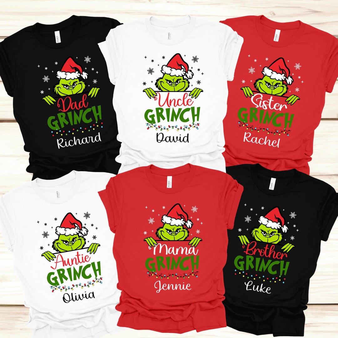 Personalized Family Grinch Christmas Shirt, Matching Holiday Tee - Etsy