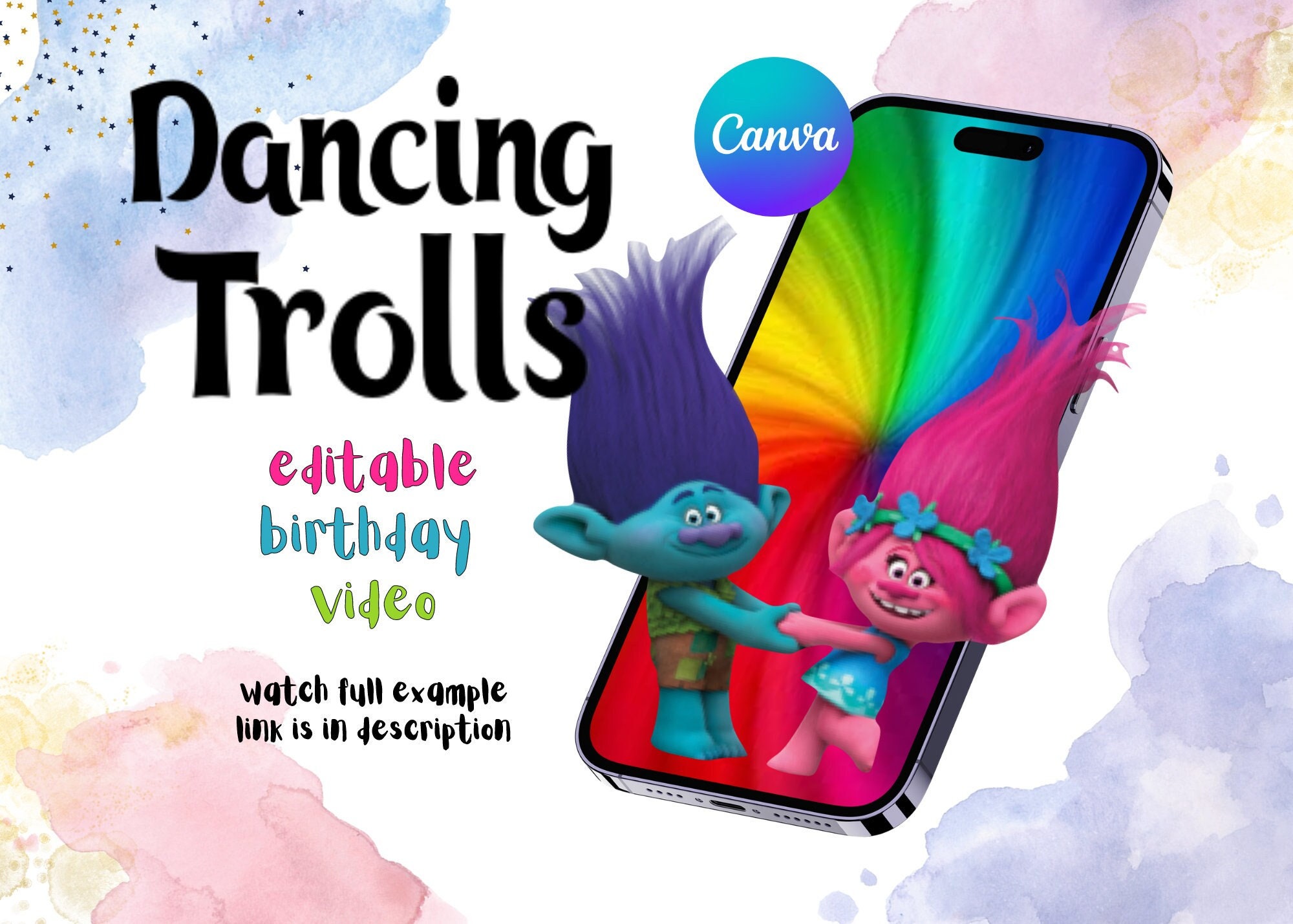 Trolls Birthday Party Video Invitation, Dancing Trolls, Colorful ...