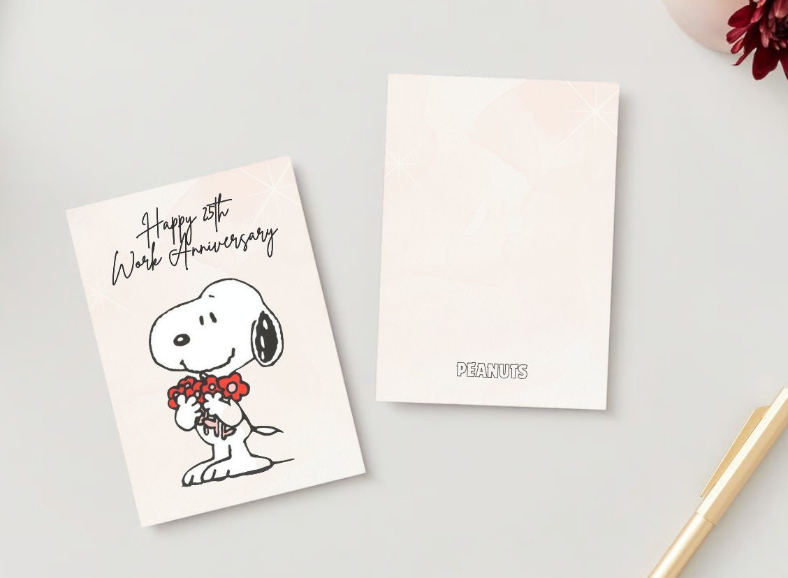 Snoopy Work Anniversary Card Digital Download Template Canva Dogs Theme ...