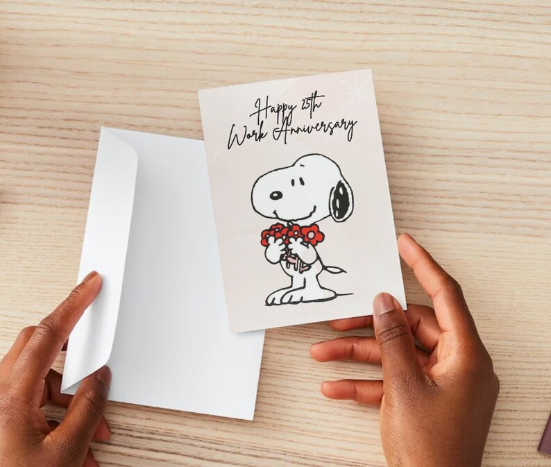 Snoopy Work Anniversary Card Digital Download Template Canva Dogs Theme ...