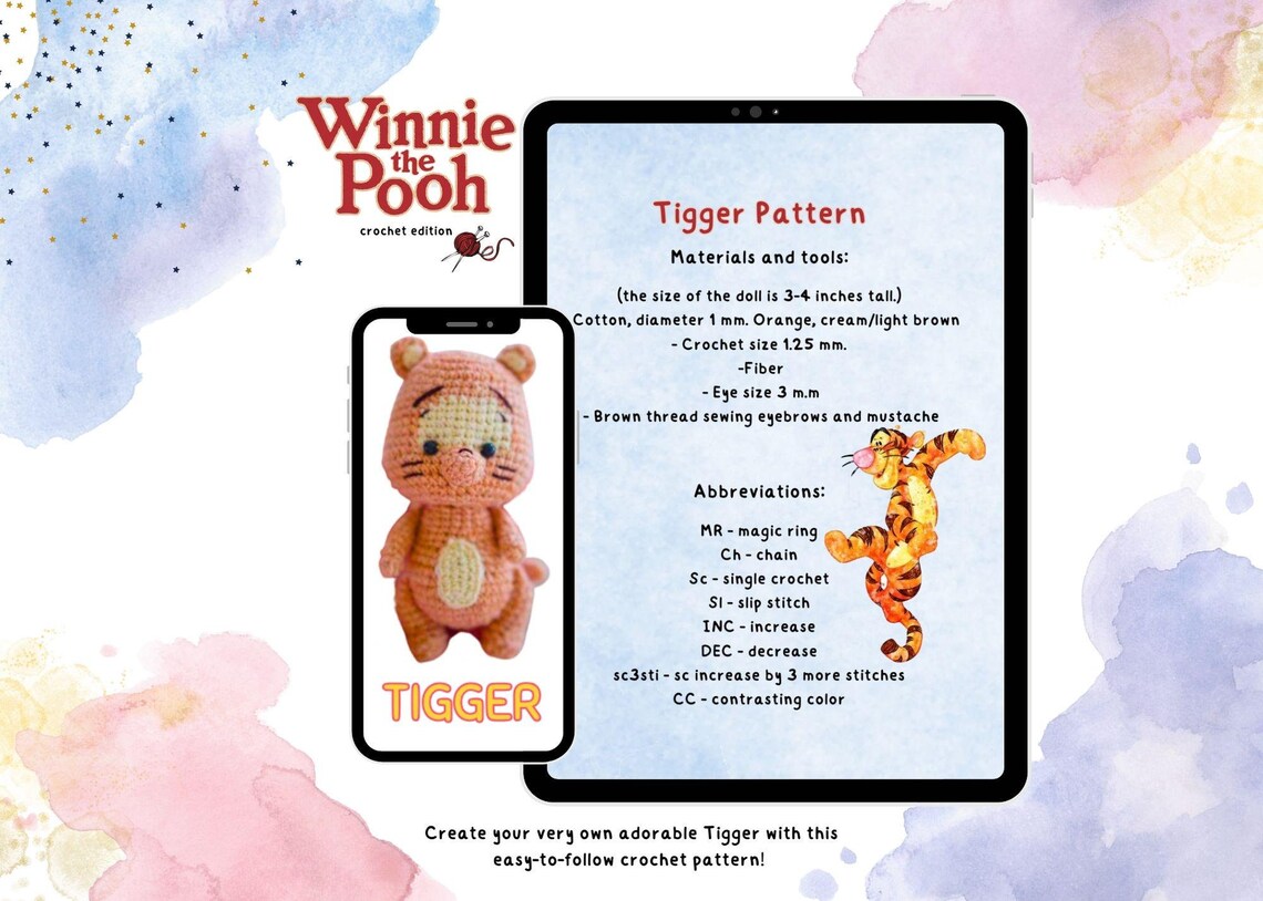Tigger Crochet Pattern, Amigurumi Tutorial (english PDF) - Etsy