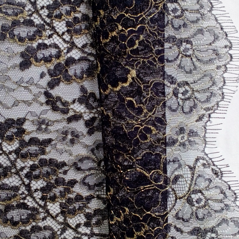 Gold/black Lace Fabric - Etsy