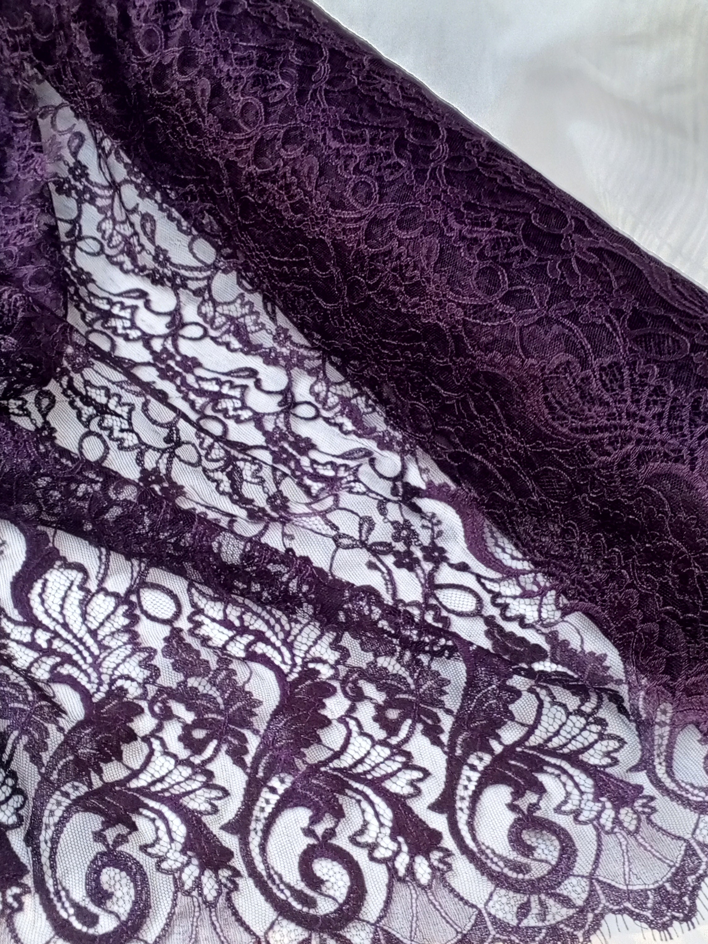Unique "plum Spiraling Foliage Lace" Embroidered Lace Delicate ...