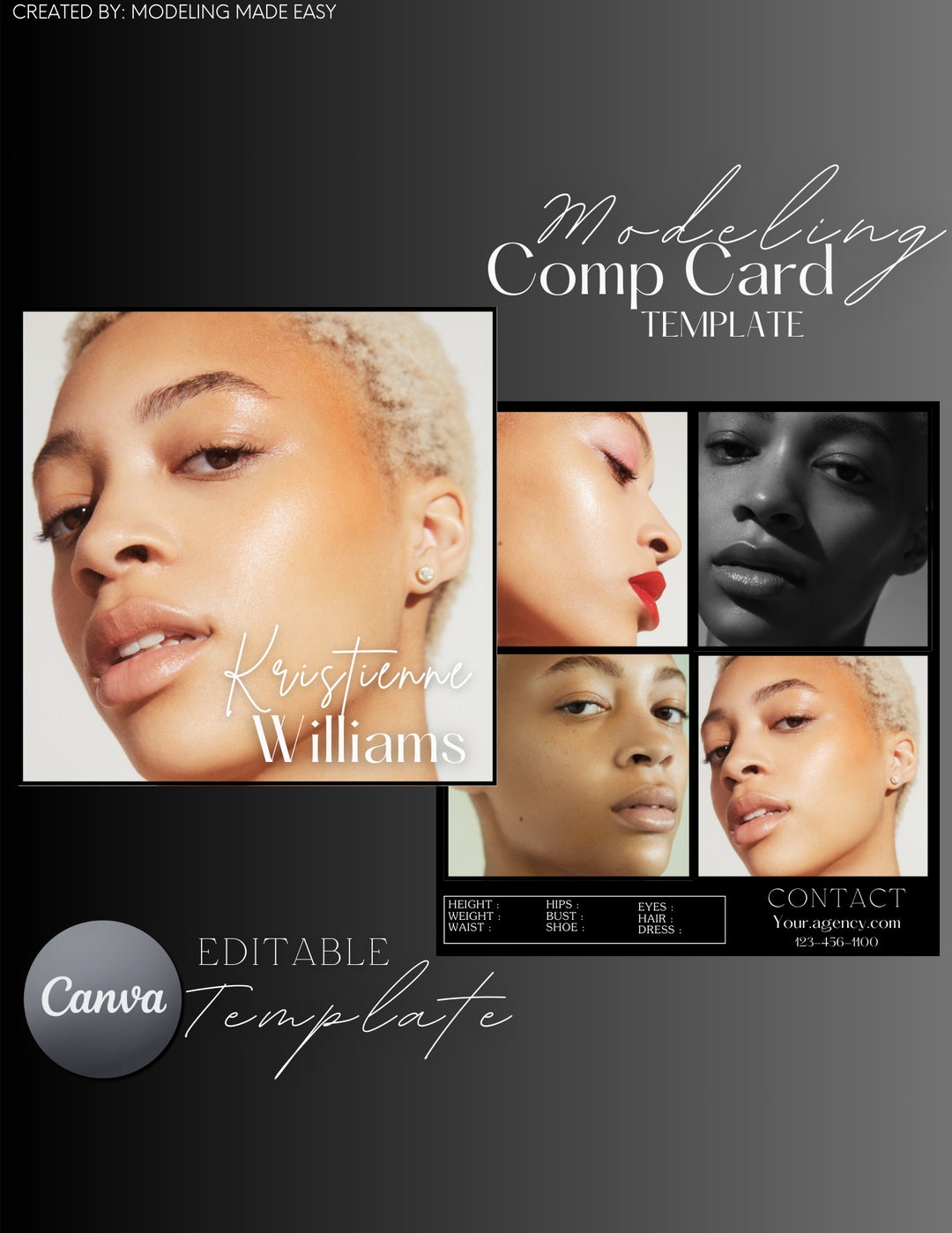 Comp Card - Editable Canva Template | Modeling Photocard, Zed Card for ...