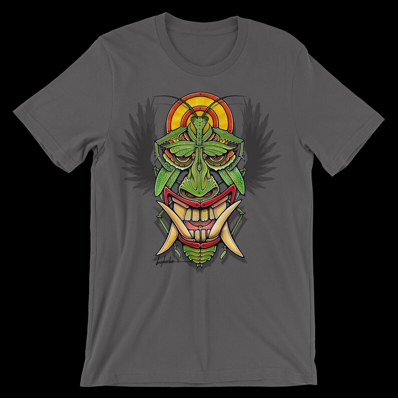 Mandito T-shirt - Original Art, Praying Mantis, Tribal Art, Boruca Mask ...