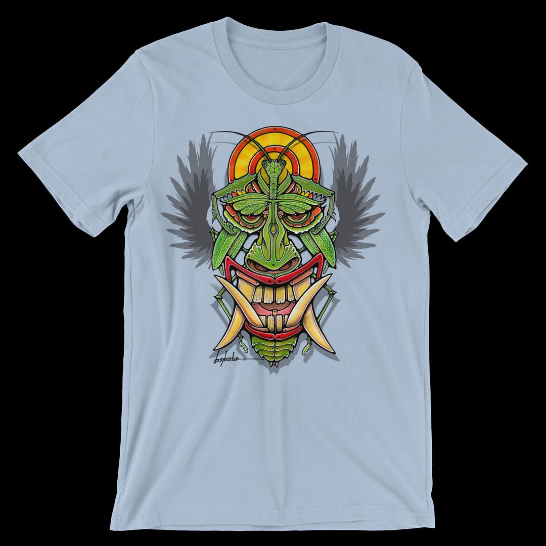 Mandito T-shirt - Original Art, Praying Mantis, Tribal Art, Boruca Mask ...