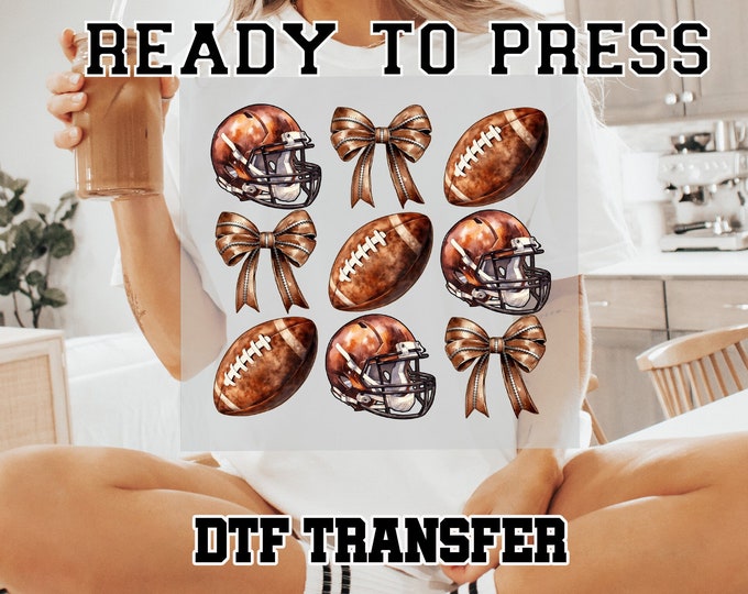Football Bow Dtf Transfer, Football Bow Girly Ready to Press Dtf ...