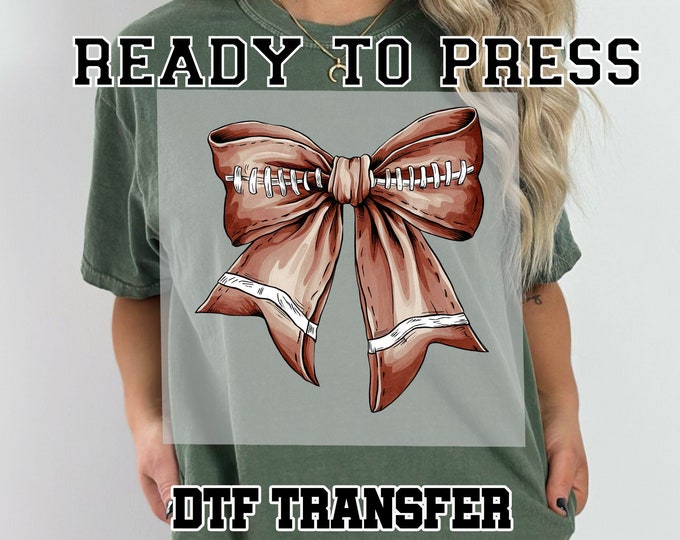 Football Bow Dtf Transfer, Football Bow Girly Ready to Press Dtf ...