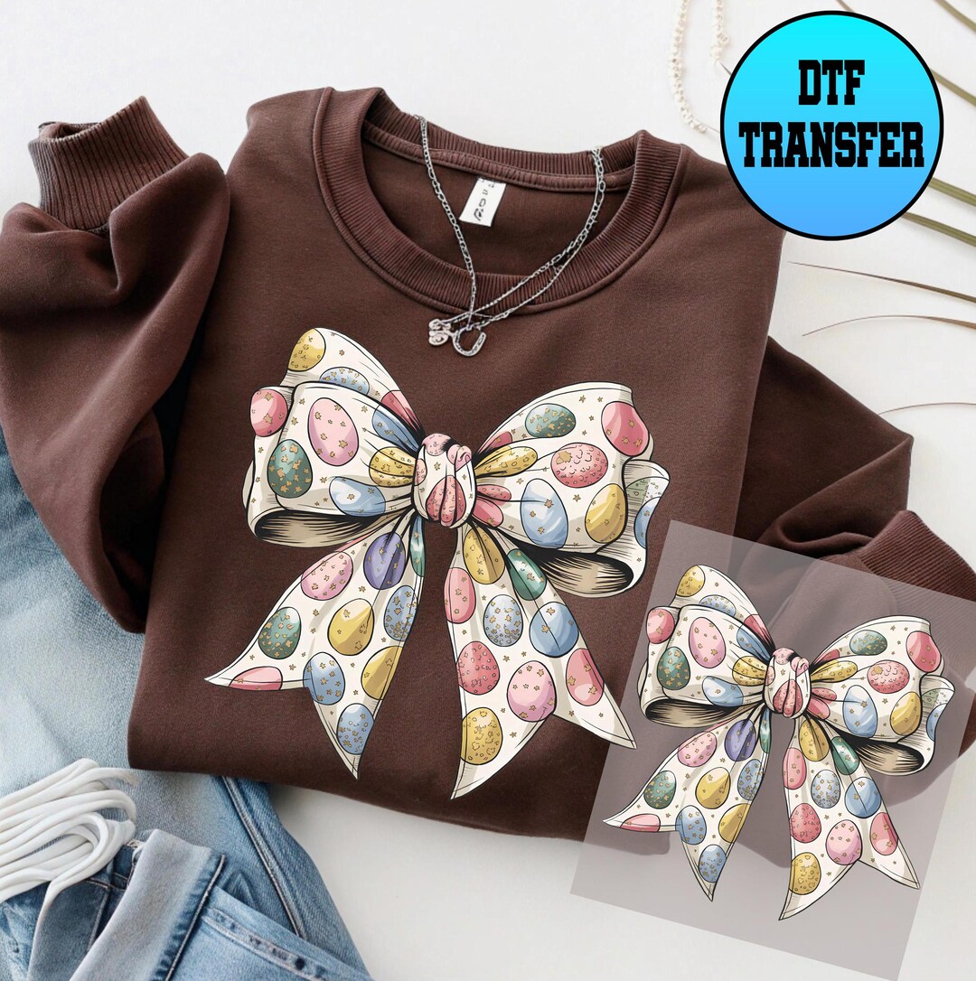 Easter Coquette Bow Dtf Transfer, Easter Coquette Bow Eggs Ready to Press Dtf Transfer, Hot ...