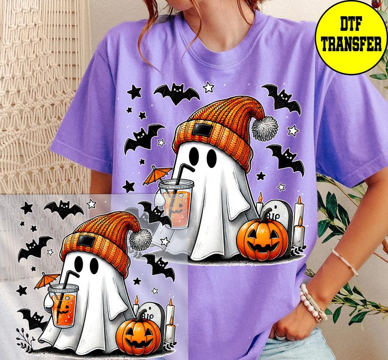 Cute Ghost Halloween Dtf, Boujee Cute Ghost Ready to Press Dtf Transfer ...
