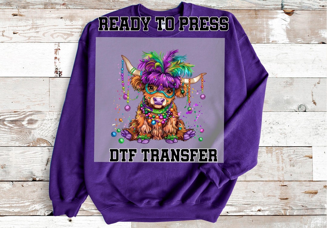 Mardi Gras Cow Dtf Transfer, Western Mardi Ready to Press Dtf Transfer ...