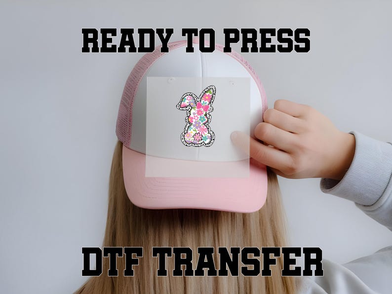 Floral Easter Bunny Dtf Transfer, Ready to Press Bunny Bow Dtf Transfer ...