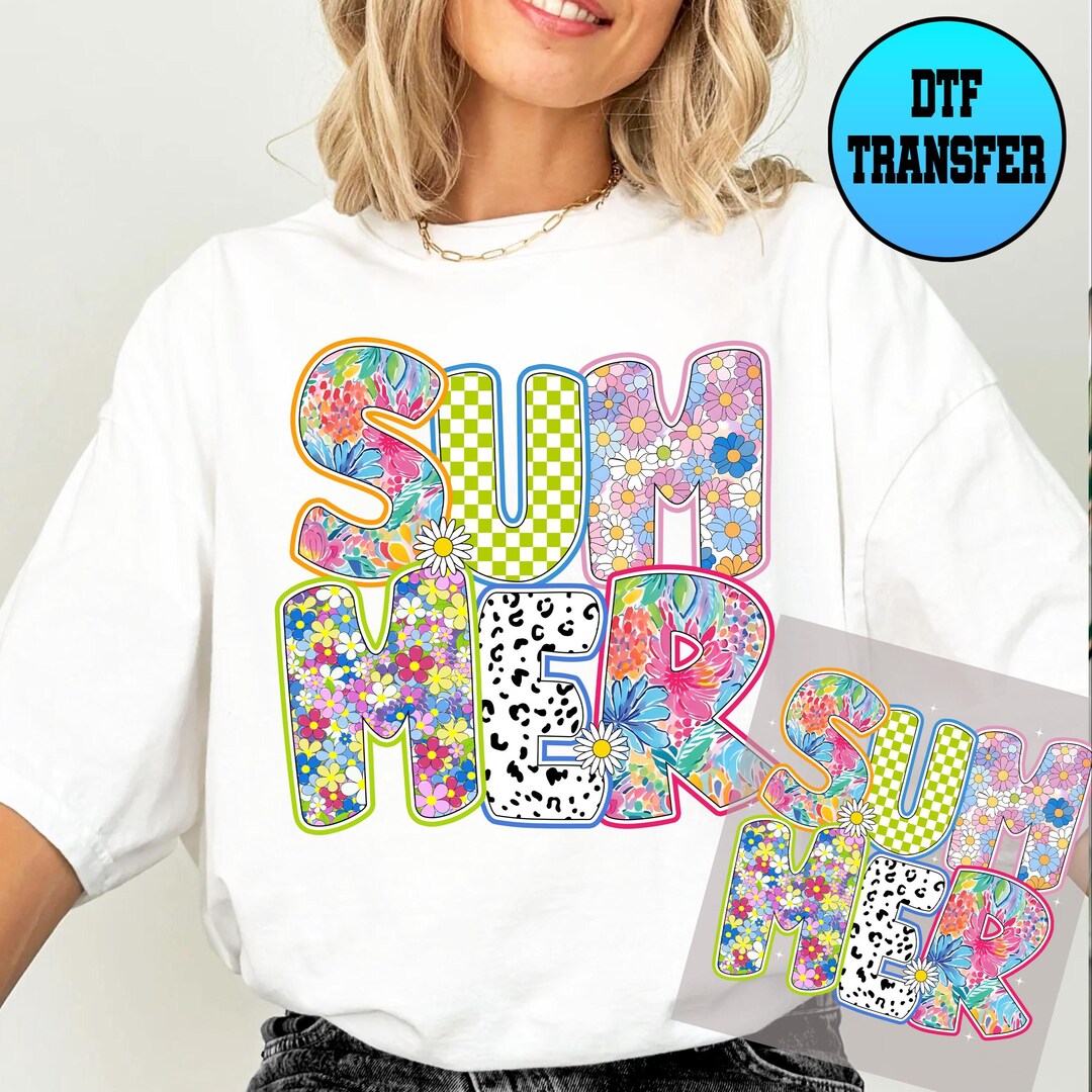 Summer Dtf Transfer, Floral Summer Dtf, Summer Ready to Press Dtf ...