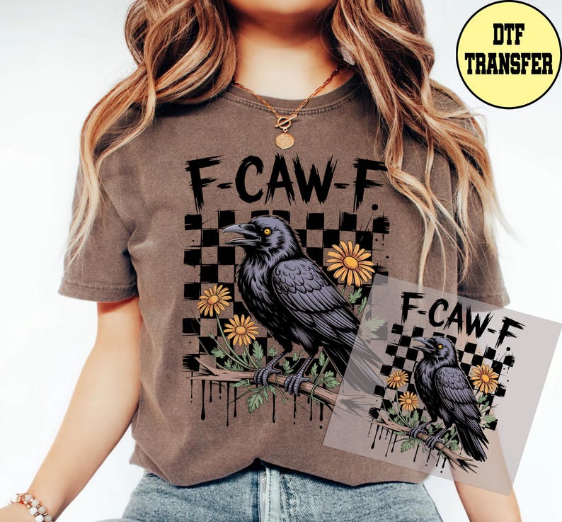 F-caw-f Crow Dtf Transfer, F-caw-f Halloween Cow Ready to Press Dtf ...