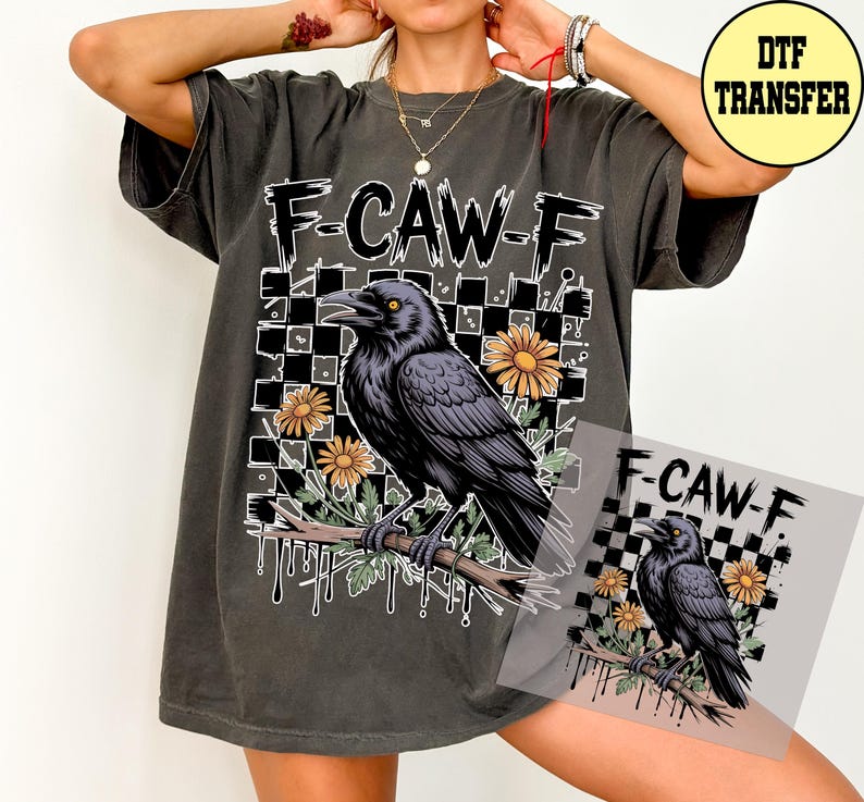 F-caw-f Crow Dtf Transfer, F-caw-f Halloween Cow Ready to Press Dtf ...
