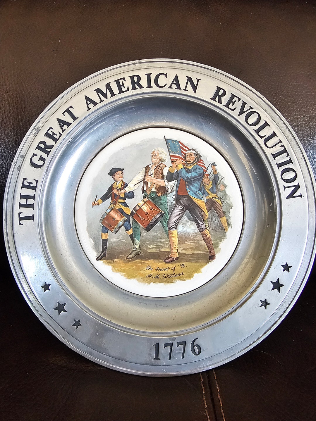 6 PEWTER PLATES THE Great American Revolution, Plus 1 Porcelain ...