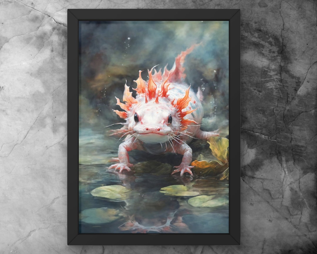 3 Sets of Watercolors, Wall Art of a Beautiful Axolotl, Digital ...