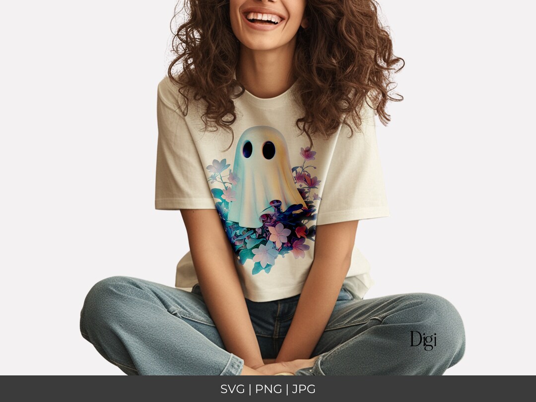 Retro Purple Halloween Ghost Cute PNG for Stickers, T-shirts & Mugs ...
