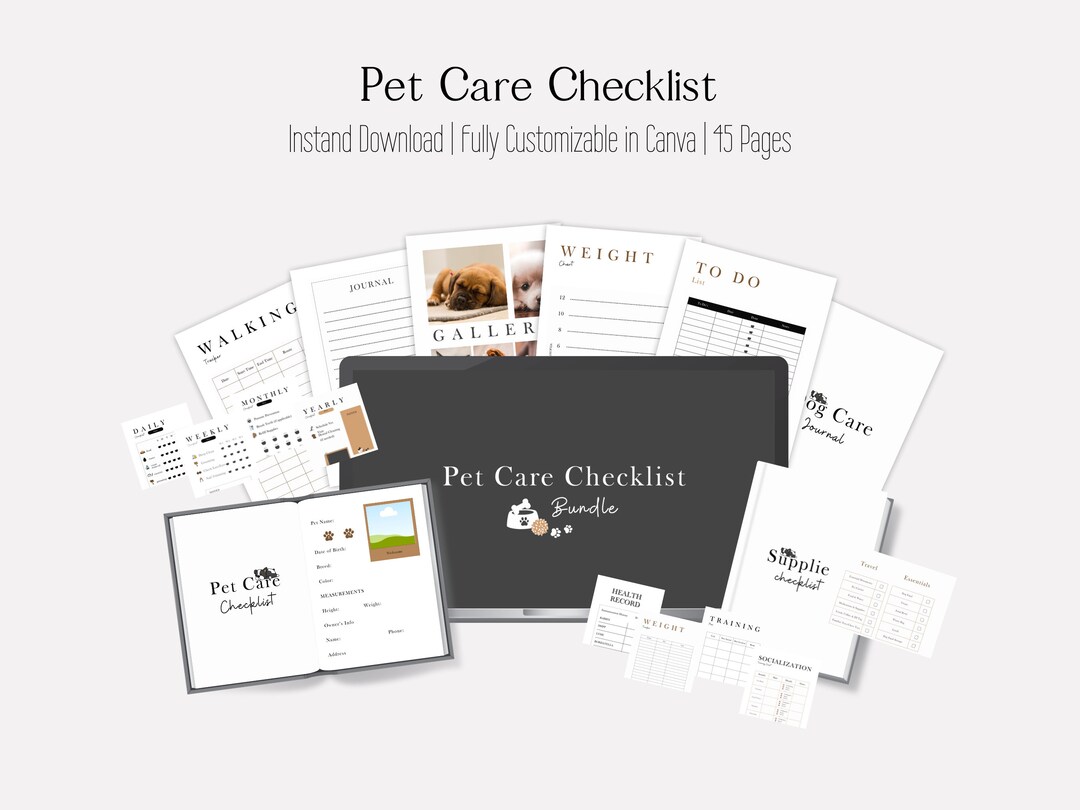 Minimalist Pet Care Business Template, Dog Care Planner, Service Dog ...