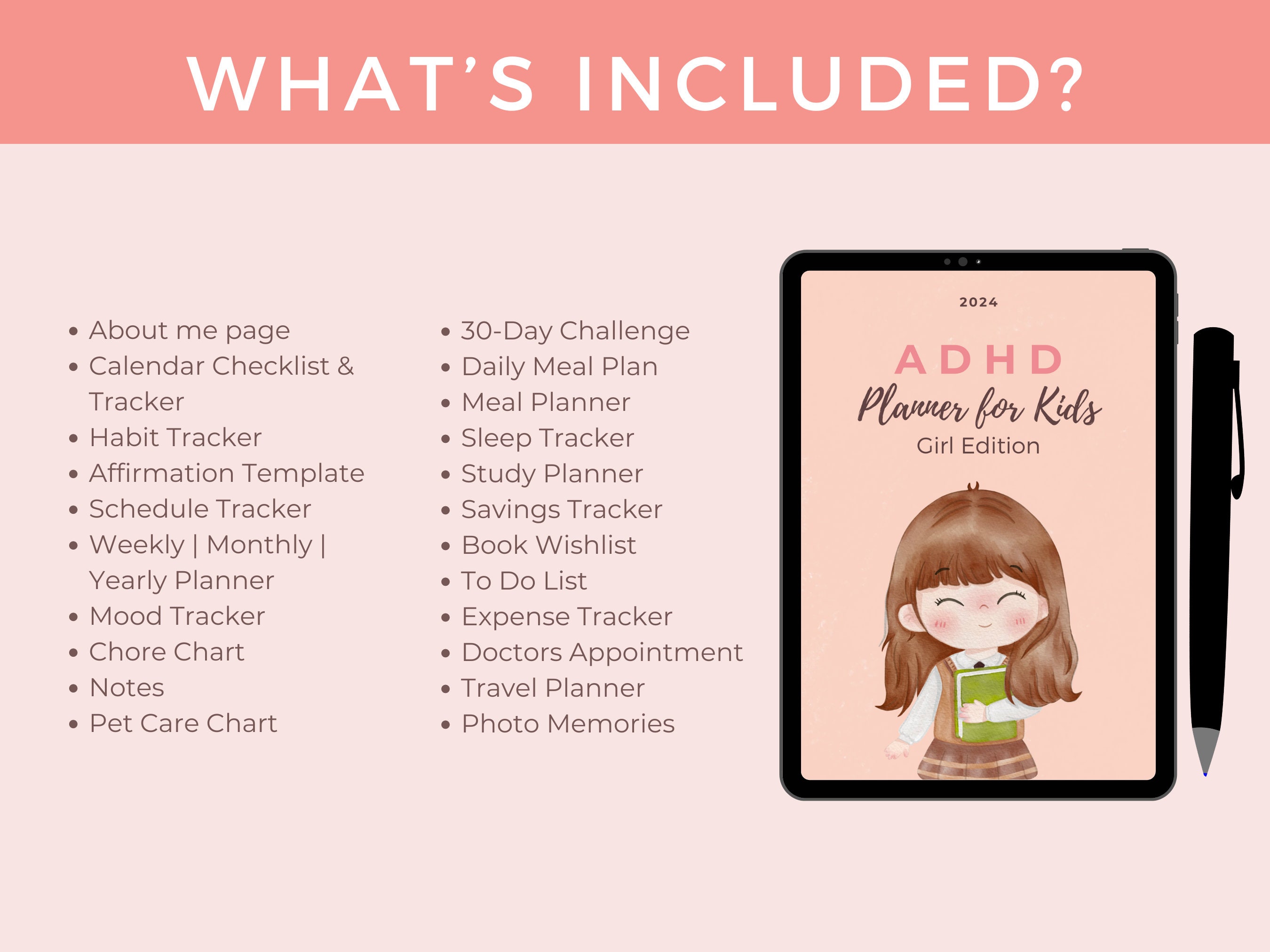 Fun Kids ADHD Planner Set: Worksheets, Calendar, Habit Tracker, Focus ...
