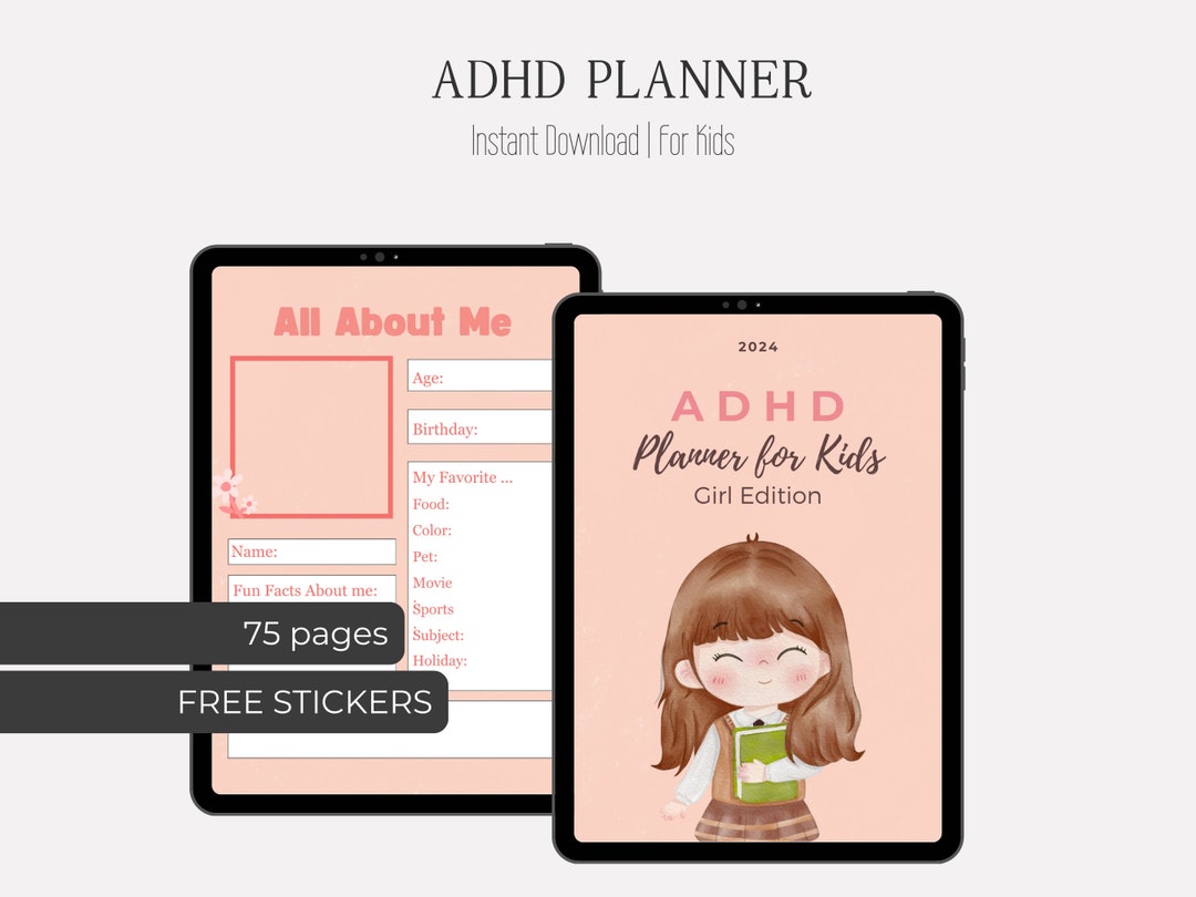 Fun Kids ADHD Planner Set: Worksheets, Calendar, Habit Tracker, Focus ...