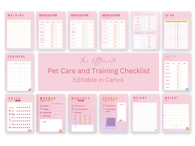 Pink Pet Care Business Template, Dog Care Planner, Pet Portrait Gallery ...