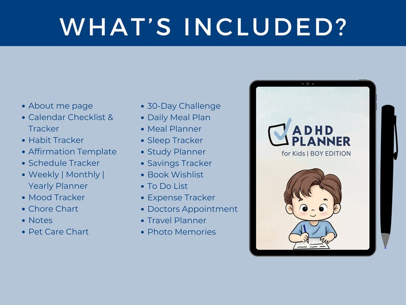 Fun Kids ADHD Planner Set: Worksheets, Calendar, Habit Tracker, Focus ...