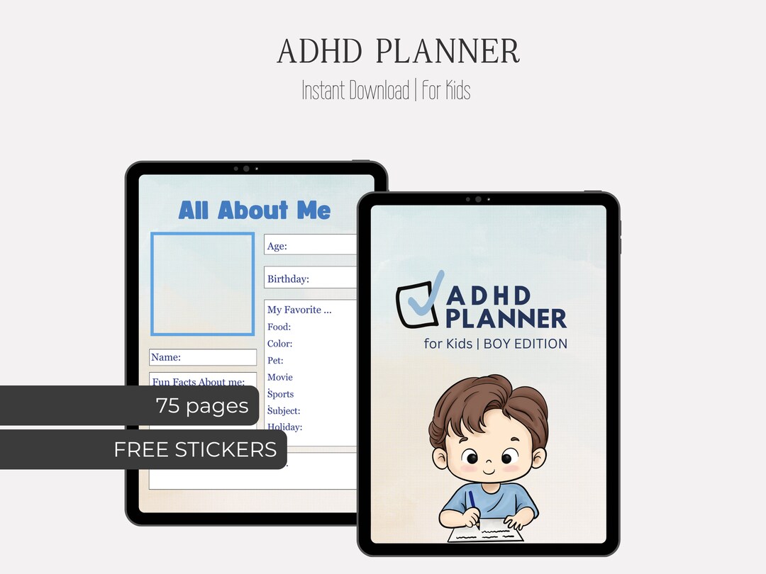 Fun Kids ADHD Planner Set: Worksheets, Calendar, Habit Tracker, Focus ...