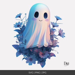 Retro Purple Halloween Ghost Cute PNG for Stickers, T-shirts & Mugs ...