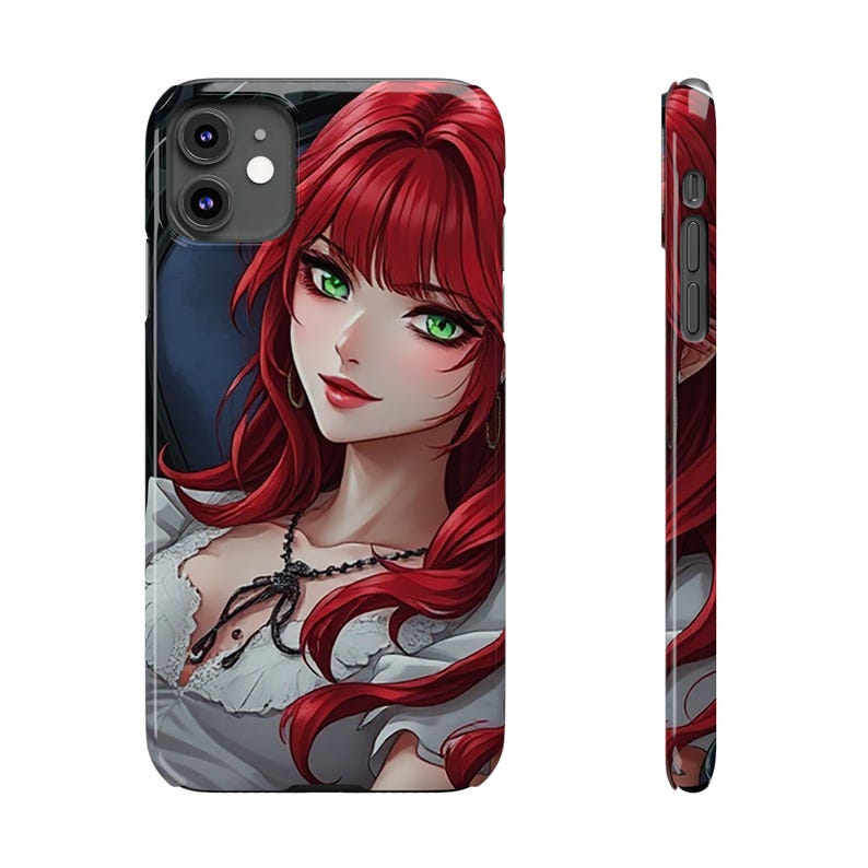 Princess Red Haired Anime Girl Phone Case Elegant Kawaii Queen Design ...