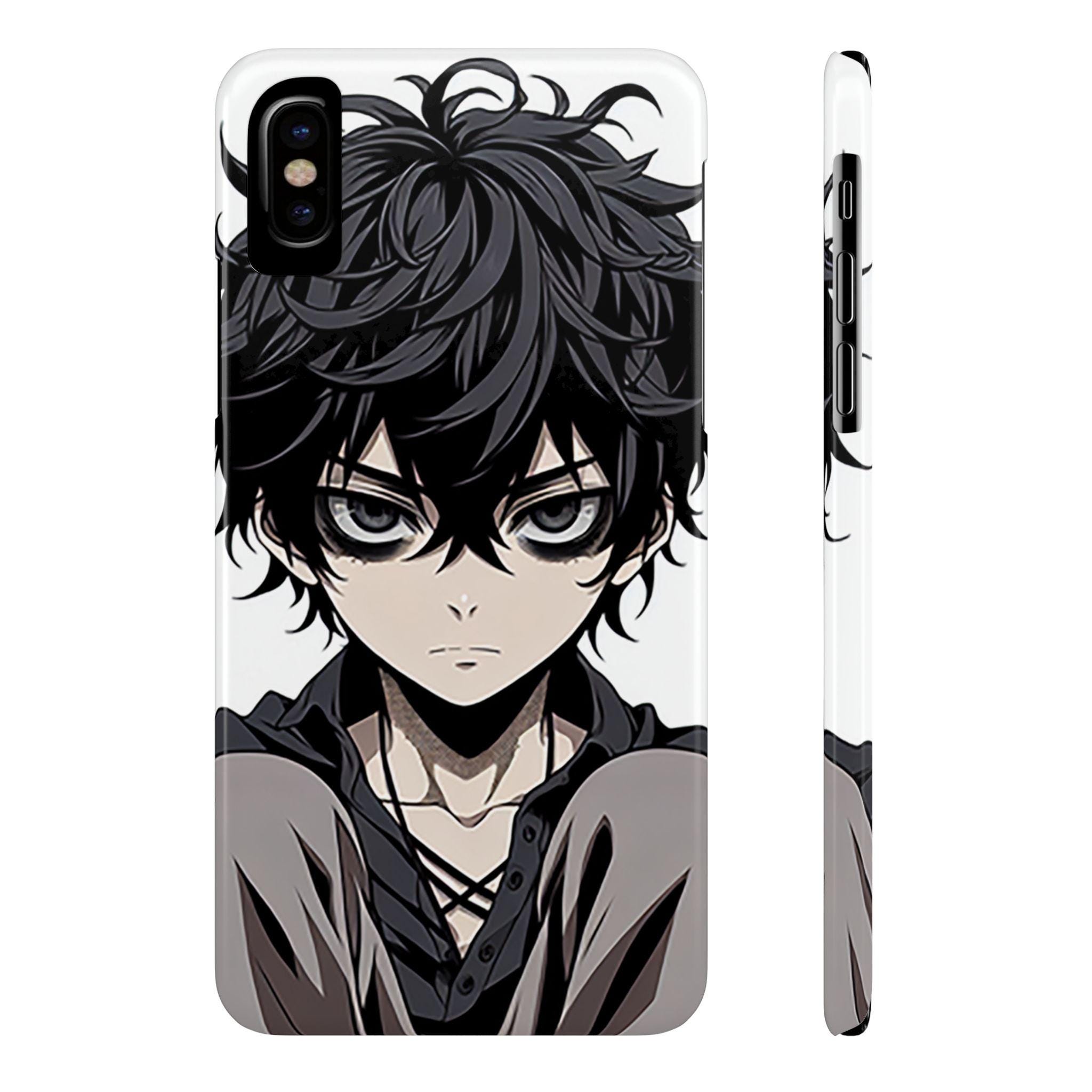 Chill Anime Boy With Dark Gaze, Cool Aesthetic Phone Case for Anime ...