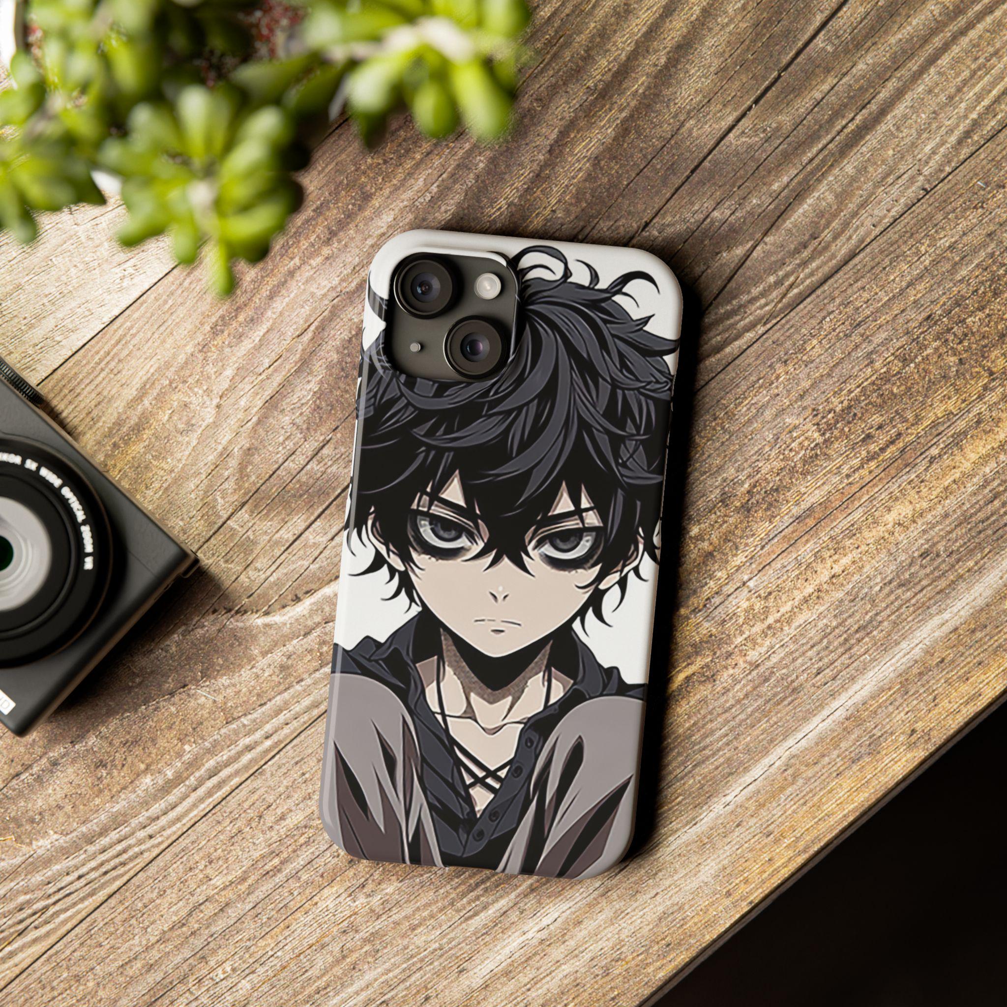 Chill Anime Boy With Dark Gaze, Cool Aesthetic Phone Case for Anime ...